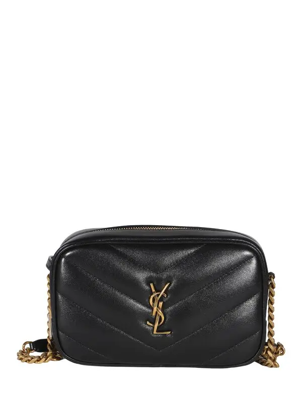 Saint Laurent Lambskin Matelasse Monogram Loulou Camera Bag - Black