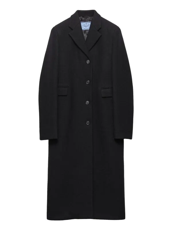 Prada Single-breasted Shetland Wool Coat - Black