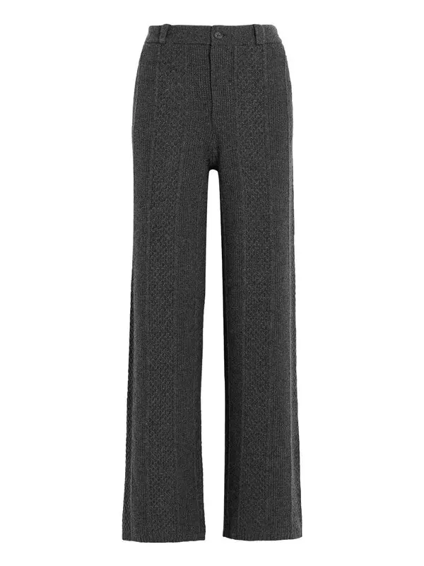 Guest In Residence Cable-knit Wool And Cashmere-blend Wide-leg Pants - Charcoal
