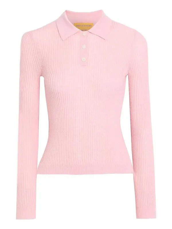 Guest In Residence Ribbed Cashmere Polo Sweater - Pink