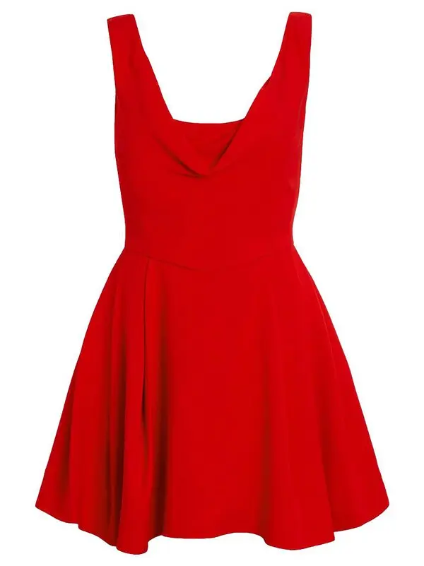 Alice + Olivia Estrella Pleated Crepe Mini Dress - Red