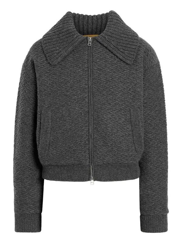 Guest In Residence Cable-knit Wool And Cashmere-blend Bomber Jacket - Charcoal