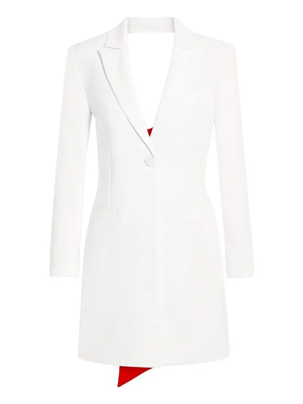 Alice + Olivia Alice Olivia Shawn Bowdetailed Crepe Mini Tuxedo Dress - White