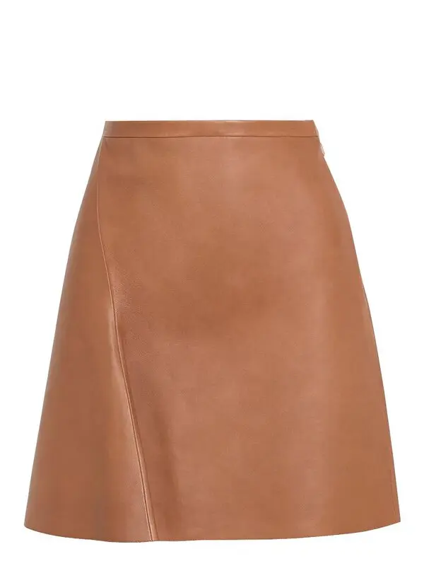 Theory Leather Mini Skirt - Tan