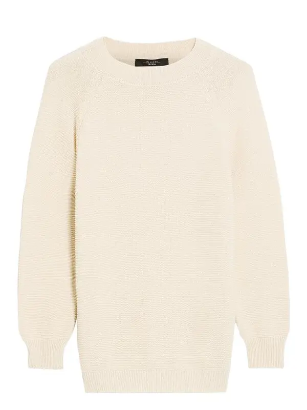 Max Mara Cotton Ribbed Crew Neck Pullover - Ecru