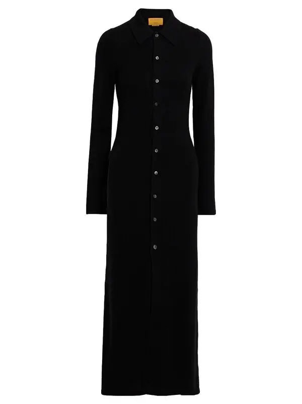 Guest In Residence Showtime Cashmere Maxi Shirt Dress - Black
