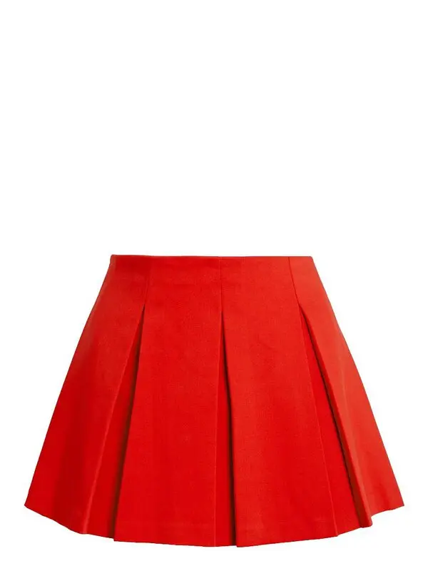Alice + Olivia Emilie Pleated Cotton-blend Mini Skirt - Red