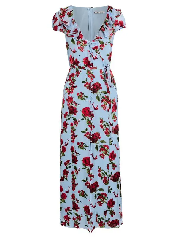Alice + Olivia Tara Floral-print Fil Coupé Chiffon Maxi Dress - Light Blue
