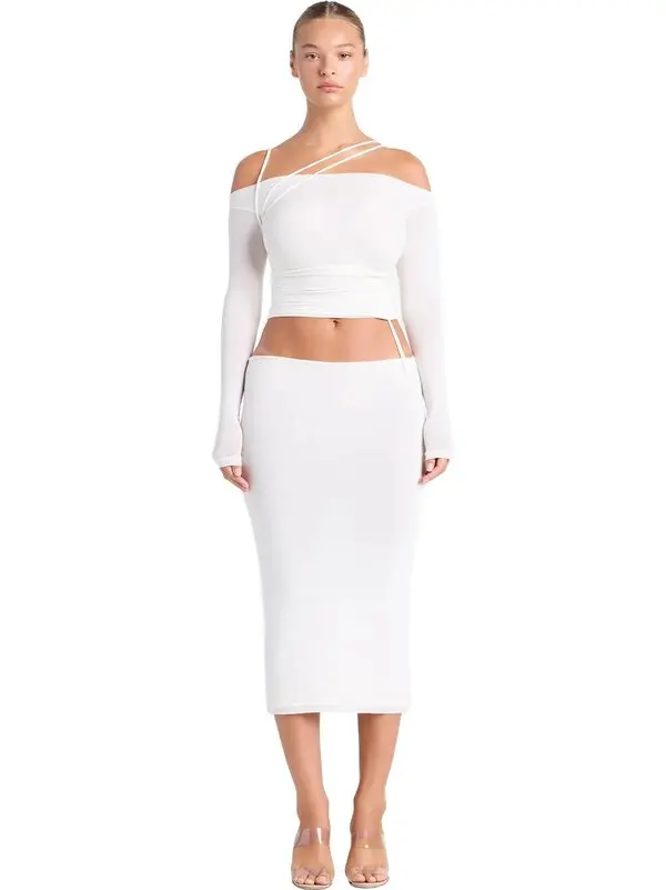 SKIMS Vettese X Sheer Modal Midi Skirt - Ecru