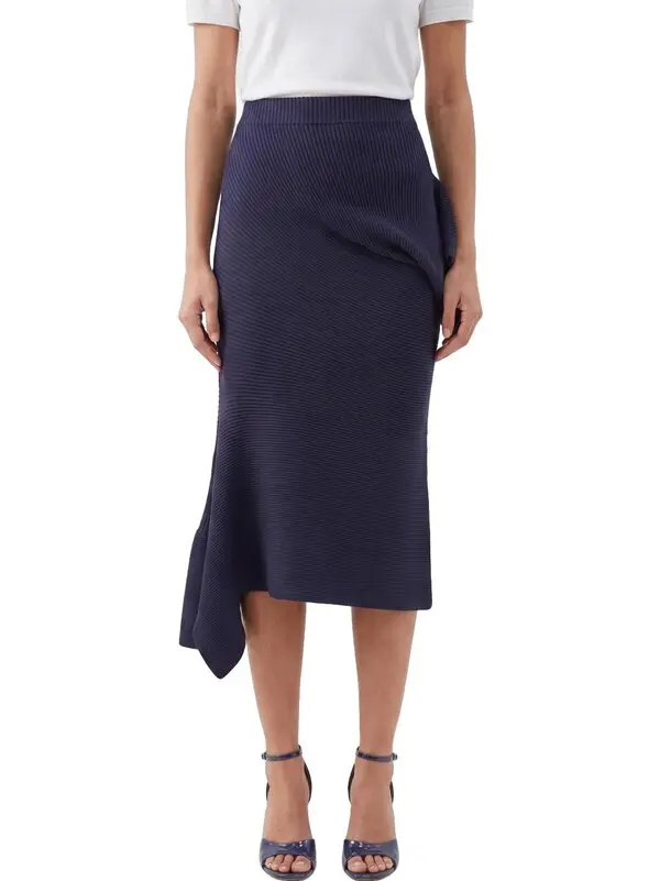 Issey Miyake Asymmetric Hem Crêpe Pencil Midi Skirt - Black