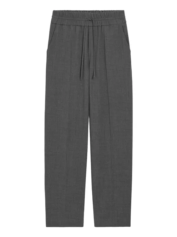 AMI Paris Grey Elasticated Waist Wool Trousers - Carbon Grey