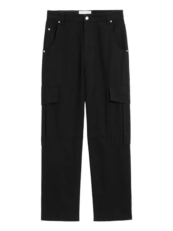 AMI Paris Baggy-fit Cargo Cotton Trousers - Black