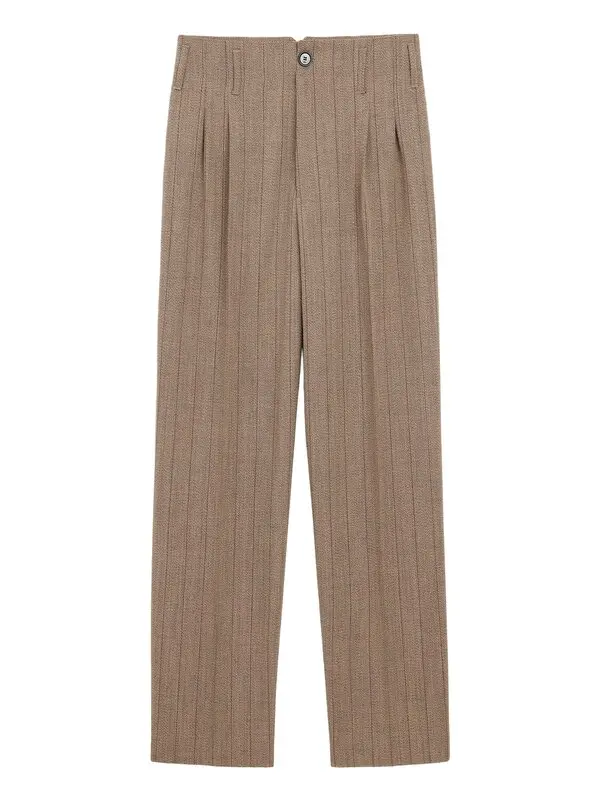 AMI Paris Wool Two-pleats Trousers - Choco Brown/ruby Red