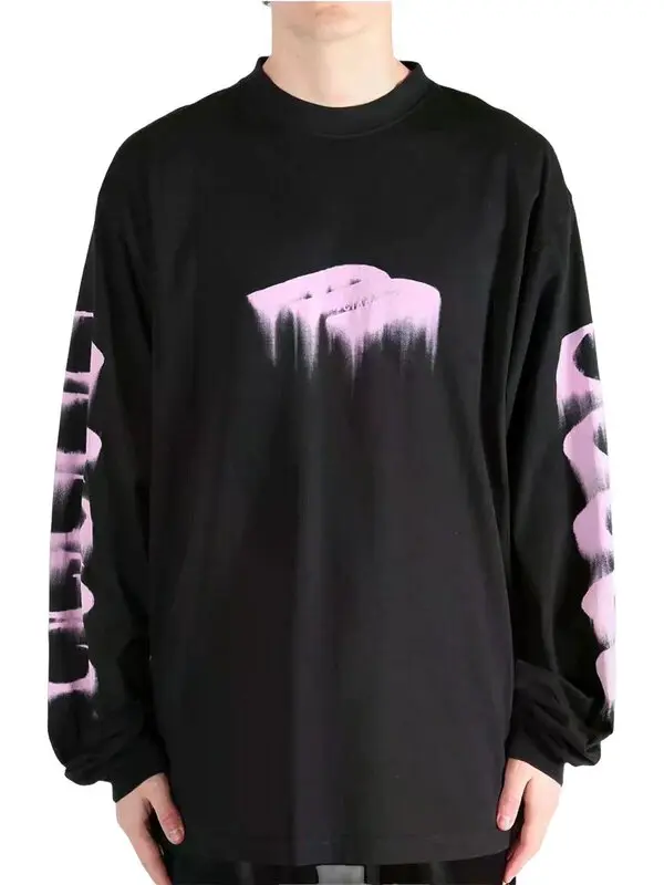 Balenciaga Logo-print Long-sleeve T-shirt - Black