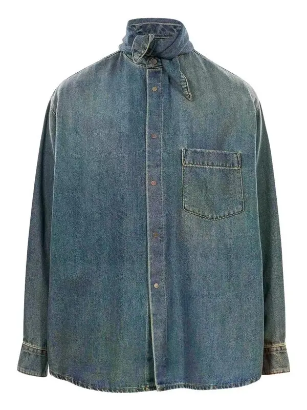 DARKPARK Scarf Detail Denim Shirt - Blue