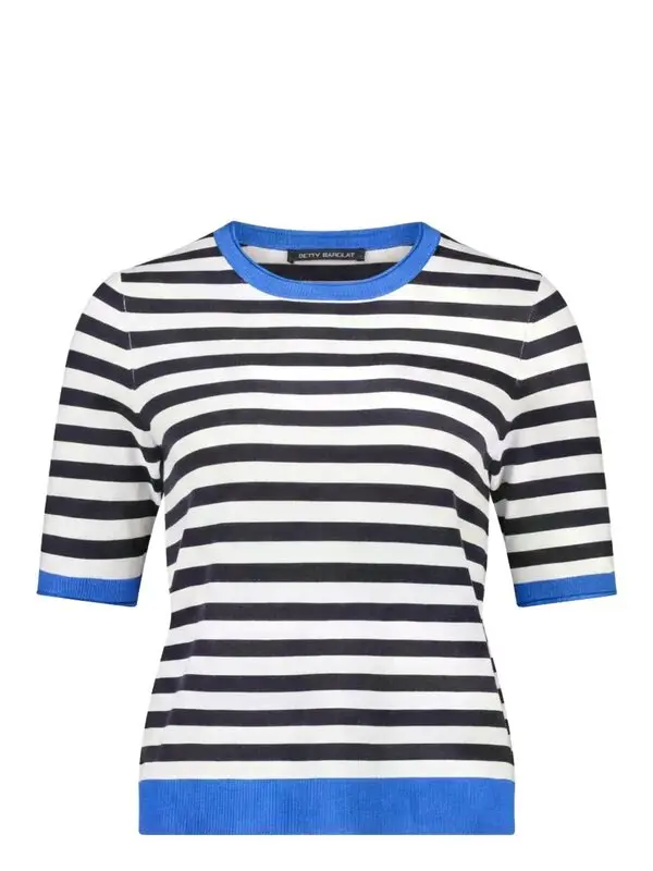 BETTY BARCLAY Striped Short-sleeve Sweater - White