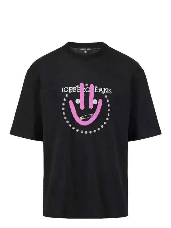 Iceberg Smile-print Cotton T-shirt - Black