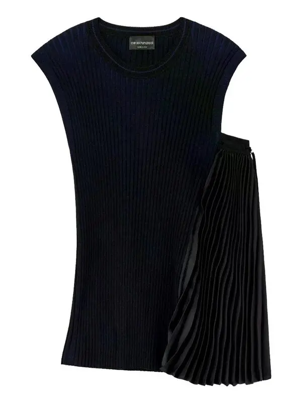 Emporio Armani Asymmetrical Ribbed Knit Top - Black