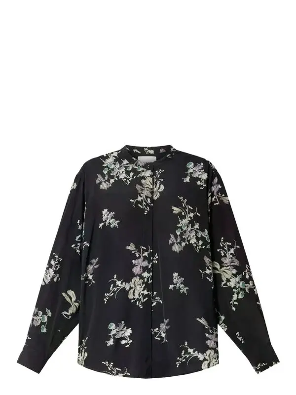 MARANT ETOILE Floral Print Pleated Shoulder Shirt - Black