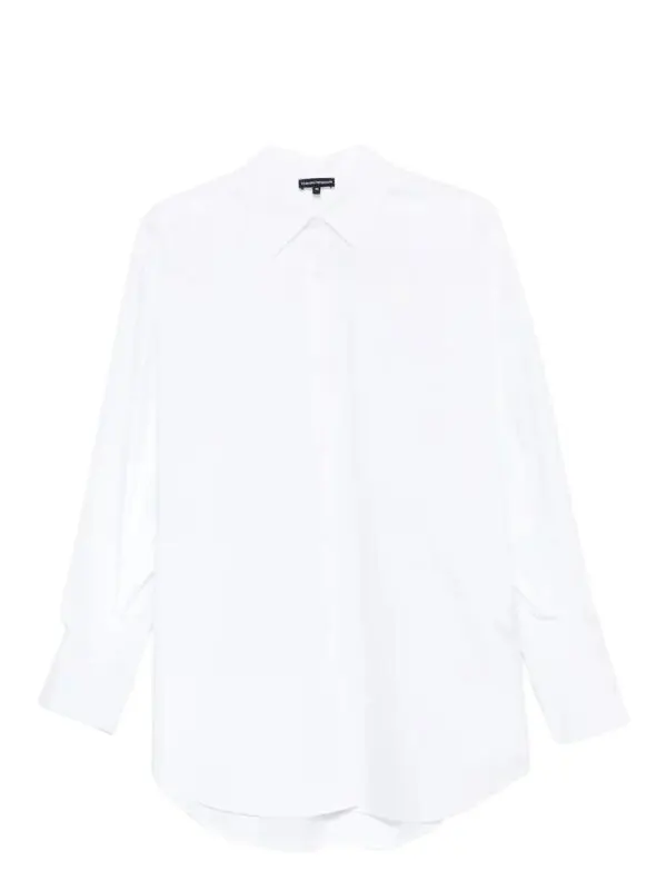 Emporio Armani Button-up Curved-hem Shirt - White