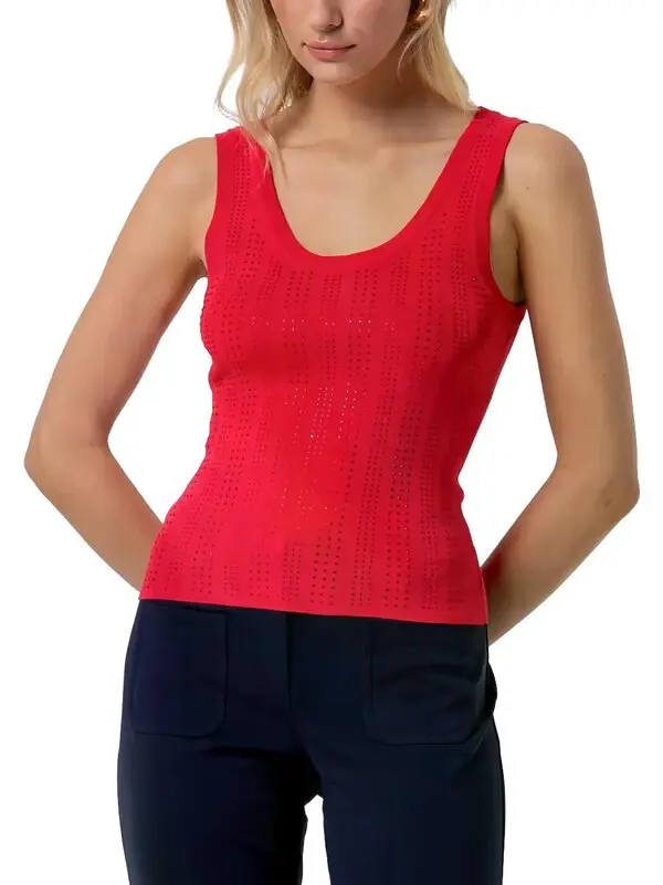 FRACOMINA Crystal-embellished Ribbed Knit Top - Red