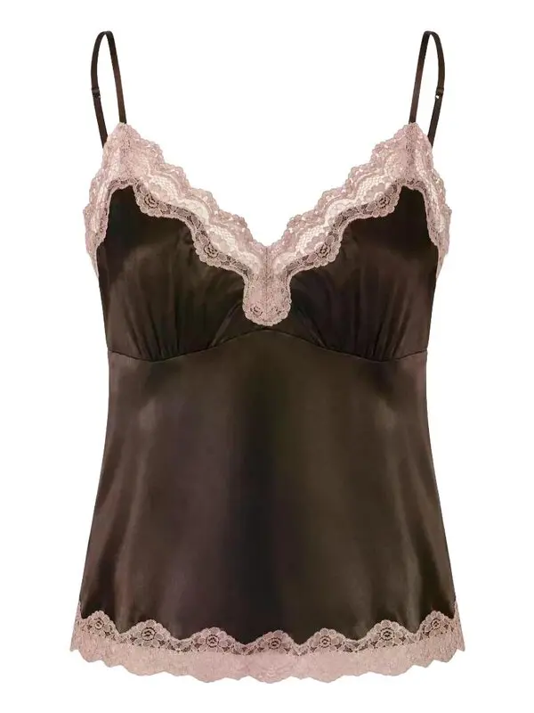 Gold Hawk Lace-trim Camisole Top - Brown
