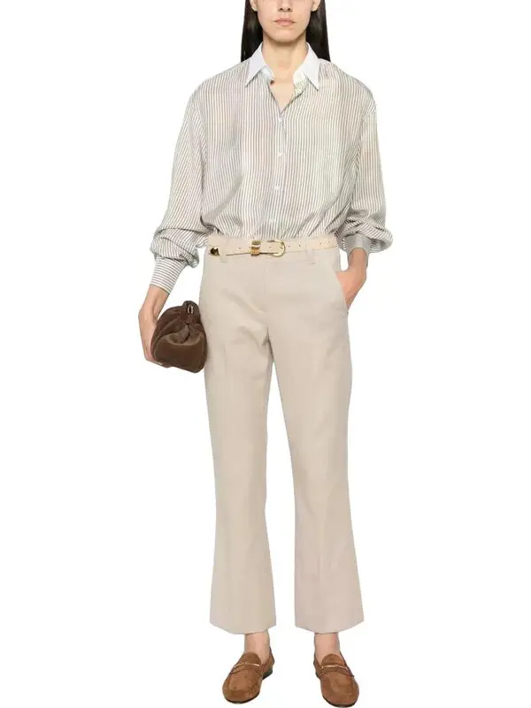 Brunello Cucinelli Striped Silk Shirt - Neutrals