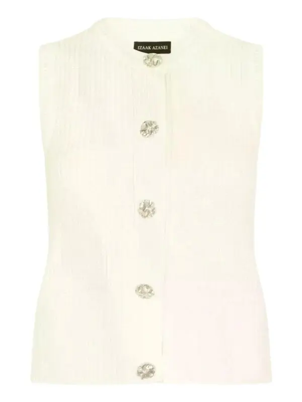 IZAAK AZANEI Ribbed-knit Cotton Gilet - Neutrals