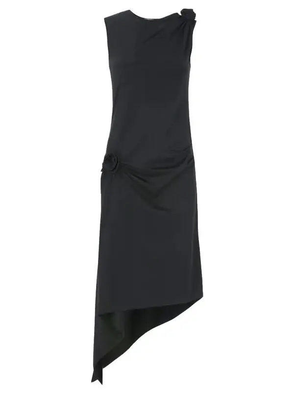 Coperni Sleeveless Asymmetric Flower Gown - Black