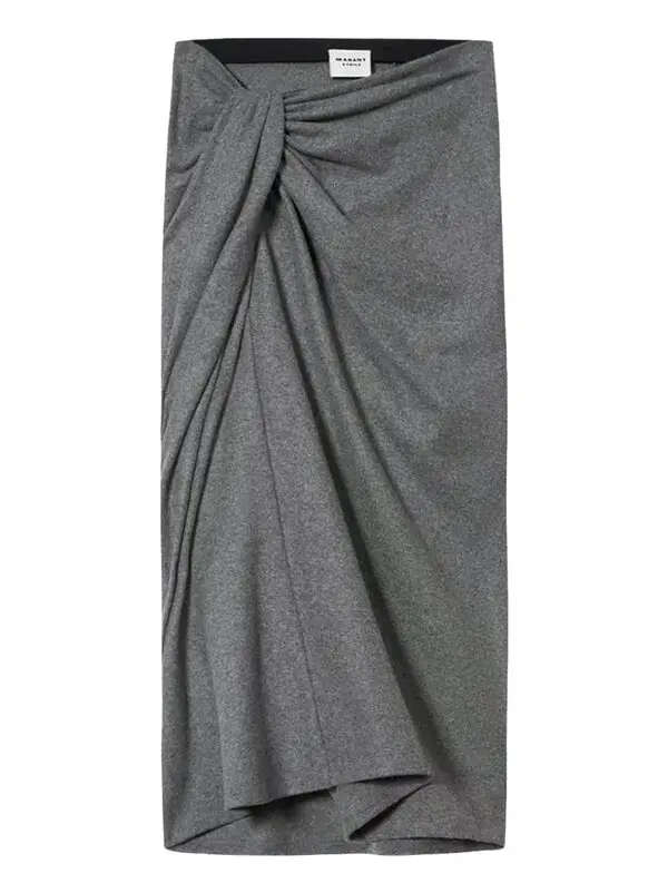 MARANT ETOILE Jeldia Draped Knot Midi Skirt - Grey