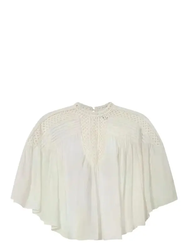 MARANT ETOILE Pleated Blouse With Crochet Trim - White