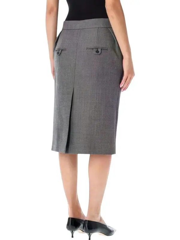 Magda Butrym Pleated Midi Skirt With Rear Slit - Grey