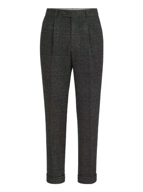Brunello Cucinelli Prince Of Wales Flannel Trousers - Grey