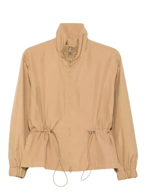AYA MUSE High-neck Zip-up Jacket With Drawstring Waist - Neutrals
