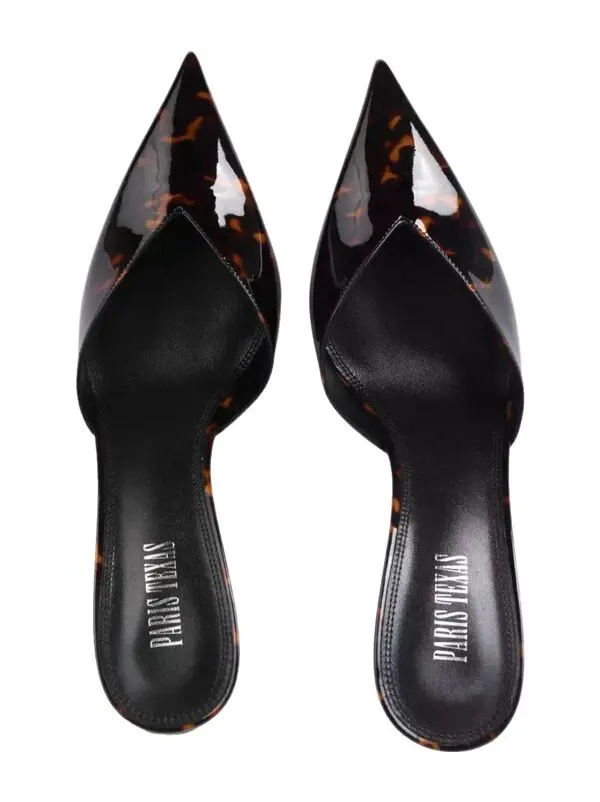 Paris Texas Lidia Tortoiseshell-effect Patent Leather Mules - Brown