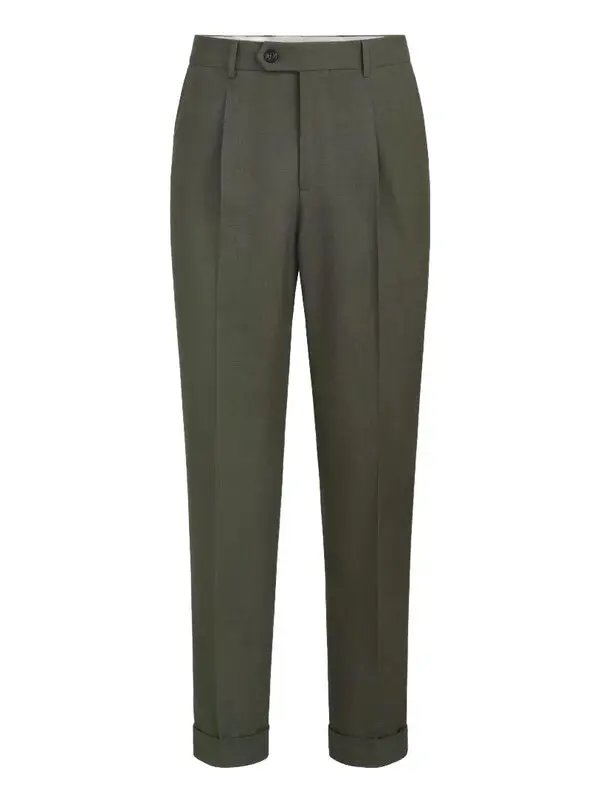 Brunello Cucinelli Virgin Wool Canvas Trousers With Pleats - Green