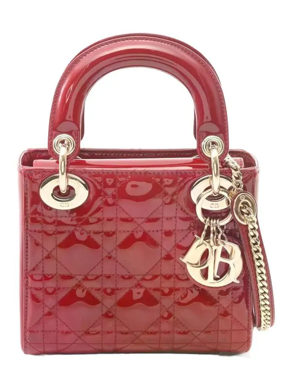 Dior Patent Cannage Lady Mini Satchel - Red