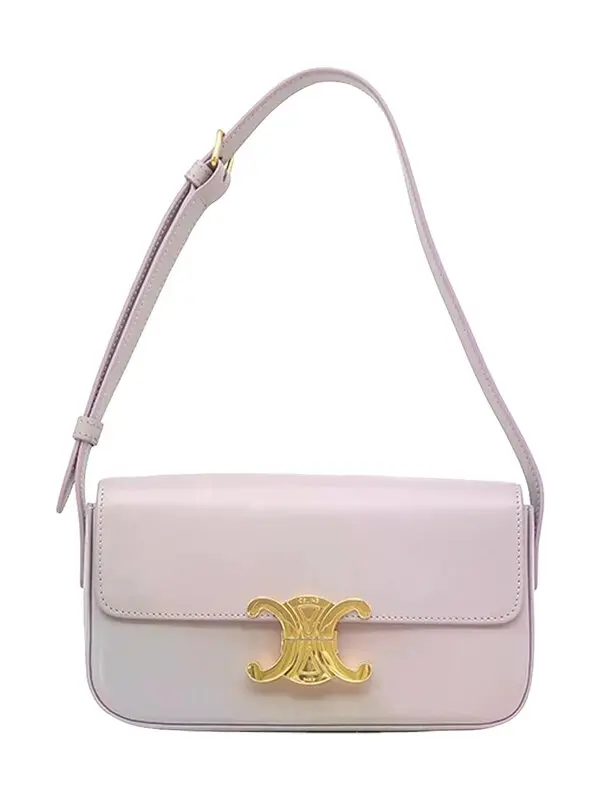 Celine Shiny Calfskin Triomphe Claude Shoulder Bag - Purple