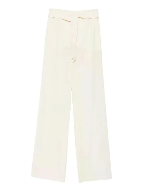 Max Mara Belted Silk Blend Trousers - Neutrals
