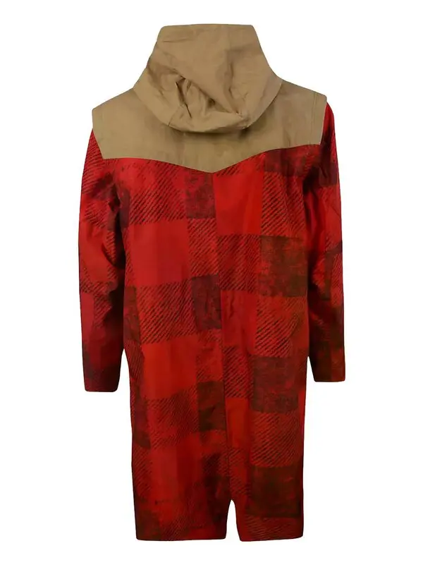 Woolrich Contrast Panel Parka Coat - Red
