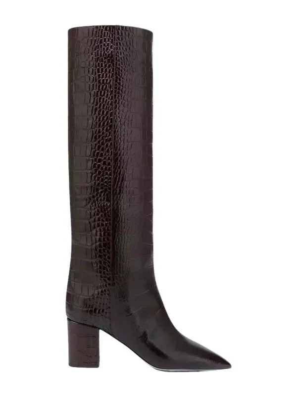 Paris Texas Crocodile-embossed Leather Boots - Brown