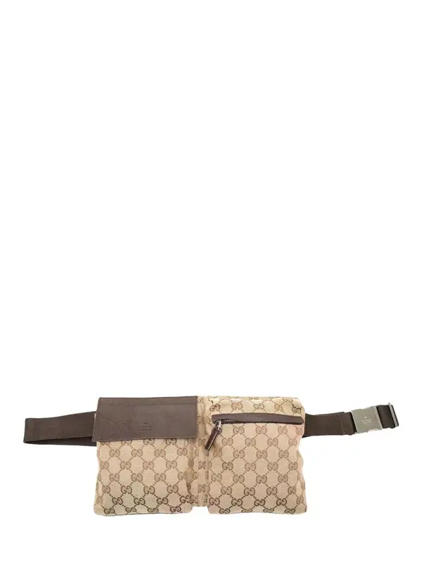 Gucci Gg Canvas Double Pocket Belt Bag - Neutrals