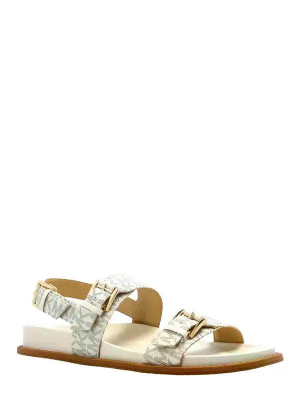 Michael Kors Logo Monogram Buckle Strap Sandals - Neutrals