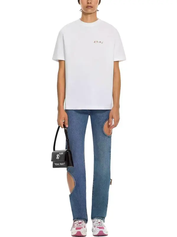 Off-White Floral Print Cotton T-shirt - White