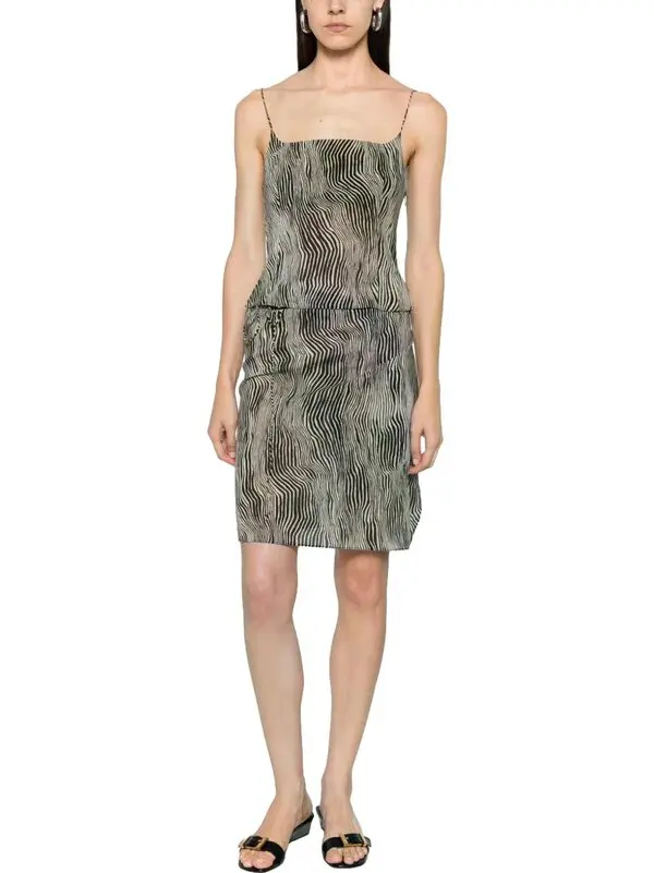 ST. AGNI Zebra Pattern Square Neck Top - Neutrals