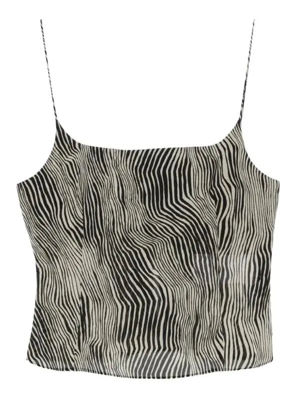 ST. AGNI Zebra Pattern Square Neck Top - Neutrals
