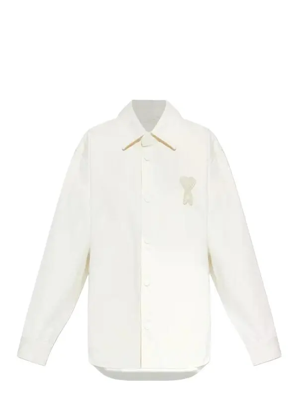 AMI Paris De Coeur Logo Patch Denim Shirt - Neutrals