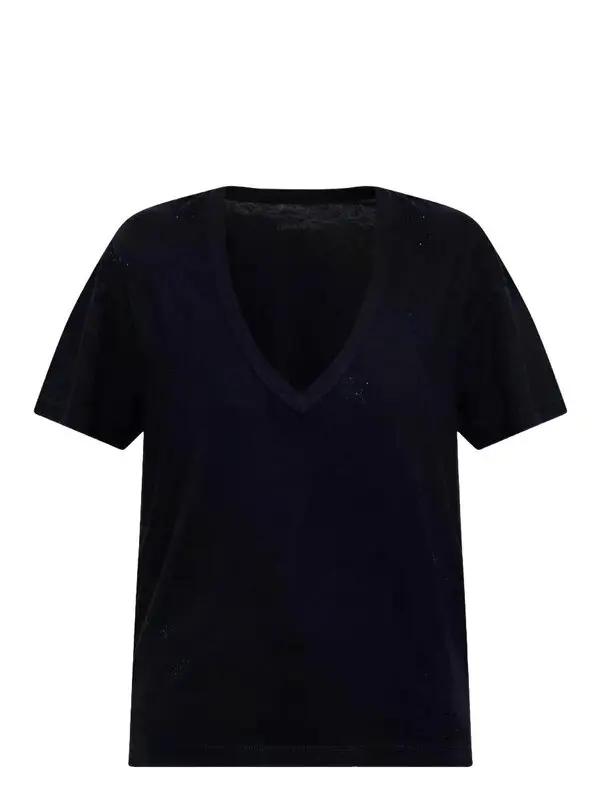 Zadig&Voltaire Marta Rhinestone Embellished V-neck T-shirt - Black