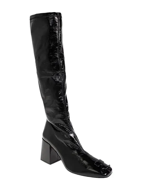 COURREGES Reedition Patent Finish Knee-high Boots - Black