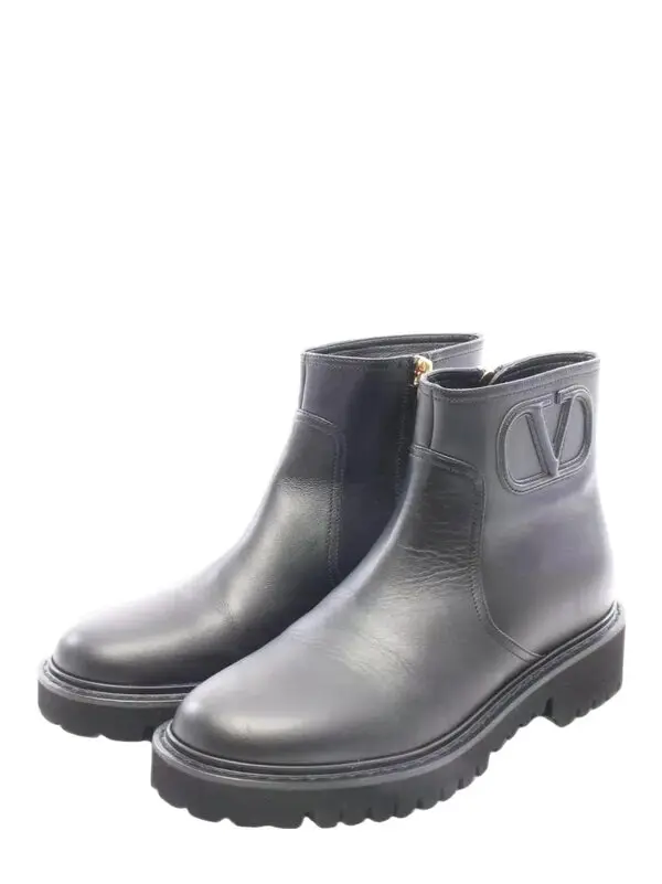 Valentino Garavani Leather Vlogo Ankle Boots - Black